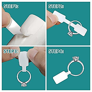 500 Pcs Jewelry Tags Roll for Necklace Earring Price Identify, Labelchoice Rectangle Shape Self Adhesive White Blank Dumbbell Jewelry Price Tags Stickers Labels for Bracelet, Ring, Clothing Display