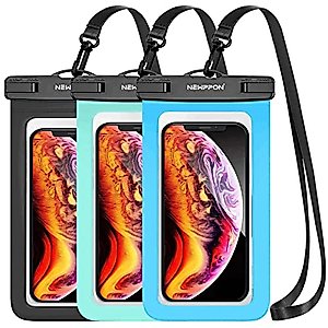 newppon Waterproof Cell Phone Pouch : 3 Pack Universal Water Proof Dry Bag Case with Neck Lanyard - Underwater Clear Cellphone Holder Large Protector for iPhone Samsung Galaxy for Beach Pool Swimming