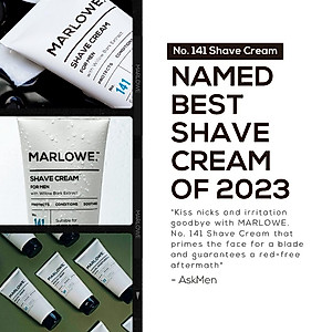 MARLOWE. No. 141 Shave Cream 6 oz, with Shea Butter & Coconut Oil, Conditioning Shaving Cream for a Close Shave, Aloe Citron Scent
