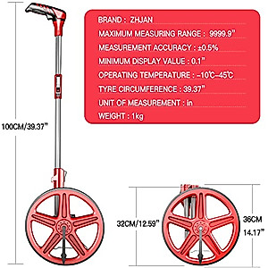 ZHJAN Measuring Wheel with Back Bag,Foldable Distance Measuring Wheels in Feet and Inches, Measurement 0-9,999Ft,Suitable for Lawn/Hard/Soft/Wood Road Measuring