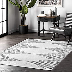 nuLOOM Romina Machine Washable Diamond Stripes Area Rug, 4x6, White