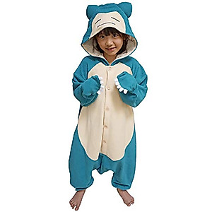 SAZAC Kigurumi - Pokemon - Snorlax - Onesie Jumpsuit Halloween Costume - Kids Size (5-9 Year Old) Blue
