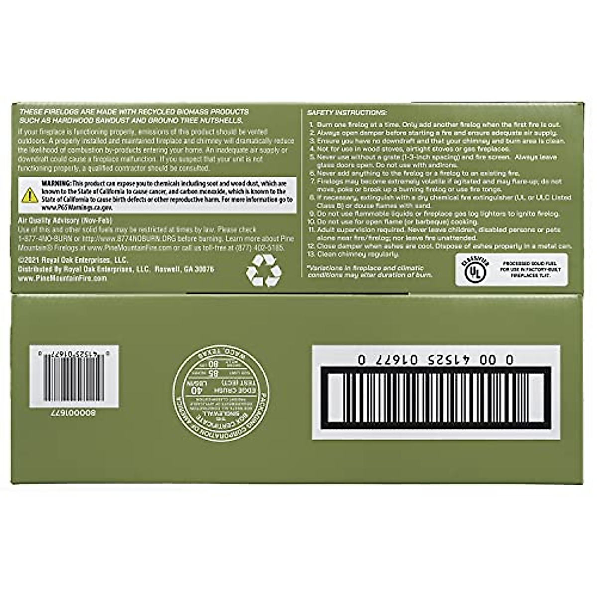 Pine Mountain Traditional 4-Hour Firelogs, Easy Starter Logs, Long Burning Firelog for Fireplace, Campfire, Fire Pit, Indoor & Outdoor Use, 2 Pack