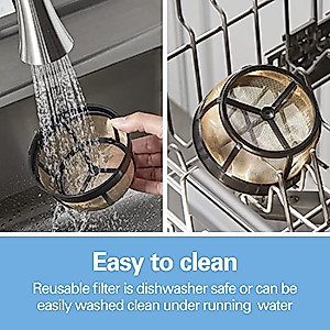 Hamilton Beach 2-Way Brewer Coffee Maker, Single-Serve and 12-Cup Pot, White (49933) & Permanent Gold Tone Filter, Fits Most 8 to 12-Cup Coffee Makers (/80675 )