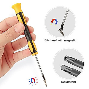 Kingsdun 12Pcs Magnetic Torx Screwdriver Sets with T3 T4 T5 Torx 6 T7 T8 T10 Star Screwdrivers, Stainless Steel Tweezers & Philip Slotted Screwdrivers for Phone/Mac/Camera/Computer Repairing