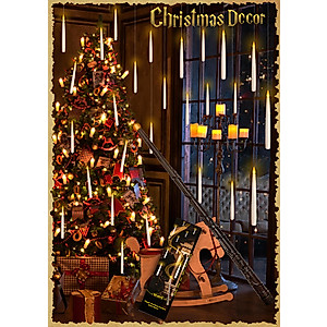 QVAIVE Floating Candles with Wand, 10Pcs Magic Flameless Hanging Candles,Flickering LED Taper Window Candles for Home Halloween Christmas Decoration Party Birthday