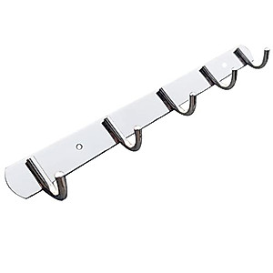 AOLZUNK Coat Rack Wall Mount, Heavy Duty, Stainless Steel Metal Coat Hook Rail for Coats Towel Robes Purse Hat Keys Mudroom Bathroom Entryway, Silver