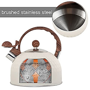 Tea Kettle Stovetop,Stainless Steel Whistling Kettles Teapot With Anti-Hot Handle, Hot Water Boiling Tea Pots For Stove Top,2.5 Liter/Beige Color