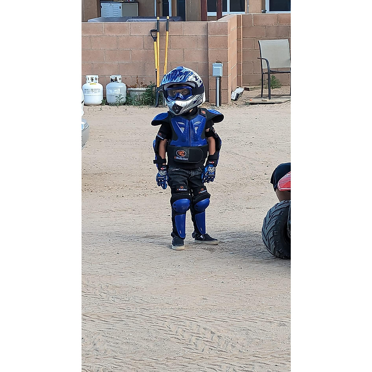 Kids Dirt Bike Gear Chest Protector Motocross Gear Motorcycle Armor Vest Elbow Guard Knee Shin Guard Pads Youth Motorcycle Protective Gear (Blue, S:(Height:39.37"-45.27"))