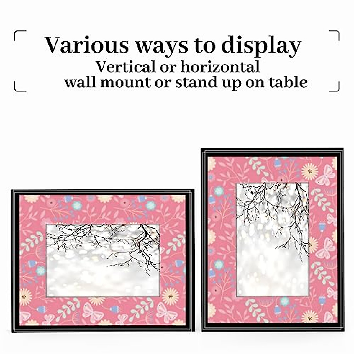 Lakiniss 5x7 Picture Frame, Picture Frames for Wall Eco Friendly Wood 5x7 Frame Durability Black Frames Poster Frames Gallery Photo Frame Picture Frames 5x7 (Flora Exploration Prints)