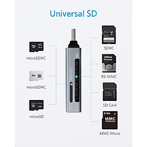 Anker SD Card Reader, 2-in-1 USB C Memory Card Reader for SDXC, SDHC, SD, MMC, RS-MMC, Micro SDXC, Micro SD, Micro SDHC Card, and UHS-I Cards