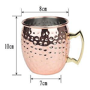 HOMEE Moscow Mule Copper Mugs - Mule Cups Set of 2-16 Ounce Handcrafted Copper Cups - Food Safe Hammered Copper Mug For Mules