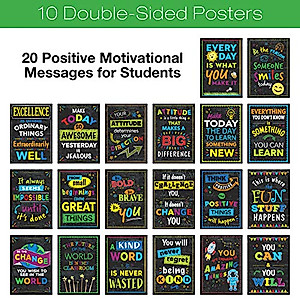 Global Printed Products 10 Extra Large Motivational Posters Classroom, Office Decorations and Home. Educational, Inspirational Wall Decor 24 x 17 Inch Double Sided (Set of 10 Posters)