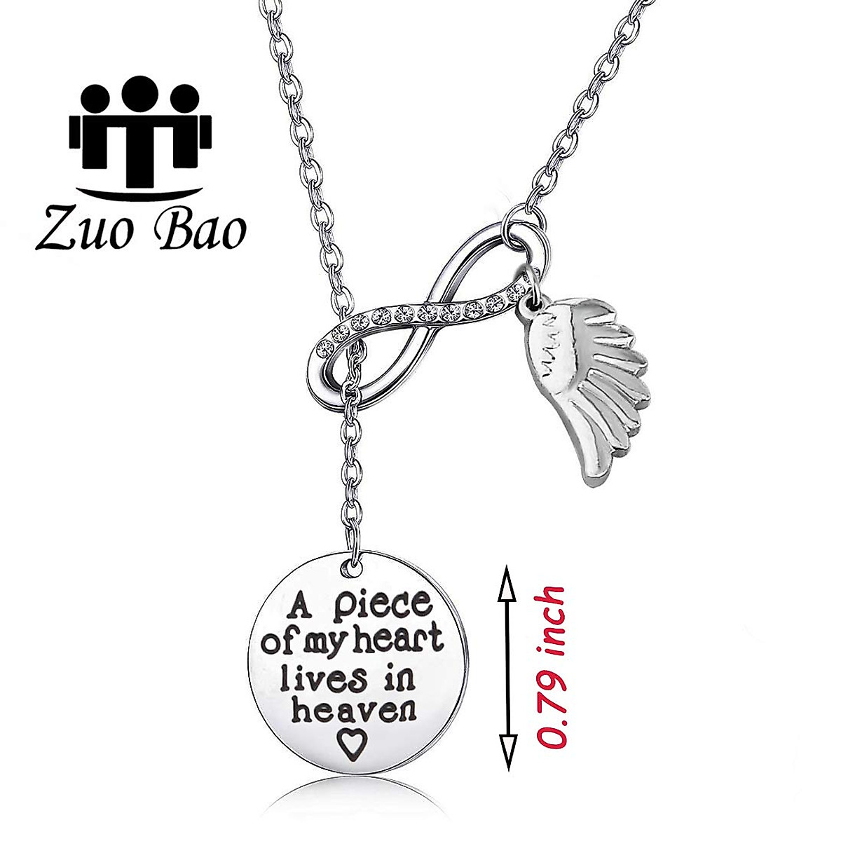 Memorial Jewelry Sympathy Gift A Piece of My Heart Lives In Heaven Lariat Y Necklace Loss Jewelry Gift (Y neckalce)