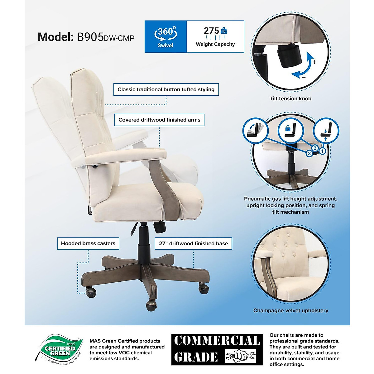 Boss Office Products Chairs Executive Seating, Champagne