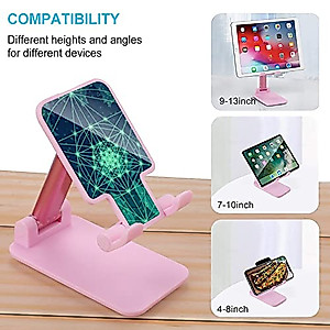 Tree with Sacred Geometry Symbols Cell Phone Stand for Desk Foldable Phone Holder Height Angle Adjustable Sturdy Stand Pink-Style