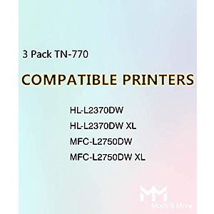 MM MUCH & MORE Compatible Toner Cartridge Replacement for Brother TN-770 TN770 TN760 to Used with HL-L2370DW HL-L2370DWXL MFC-L2750DW MFC-L2750DWXL Printers (3-Pack, Black)