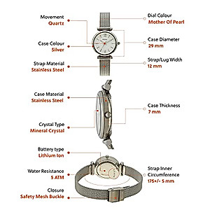 Fossil Women's Carlie Mini Quartz Stainless Steel Mesh Three-Hand Watch, Color: Silver (Model: ES4432)