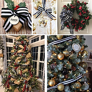 Striped Fabric Grosgrain Ribbon 1-1/2 Inch Wide 25 Yards Black and White Striped Ribbon for Bouquet Favor New Years Gifts Wraps Craft Trim Embellishments Supplies Decorations