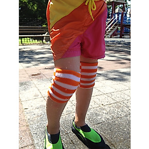 KneeBees Soft Protective Cotton Knee Pads/Knee Sleeves for Kids/Children Machine Washable Comfortable One Size Fits Most Perfect for Playing Running Exploring (Purple and Pink Stripes)