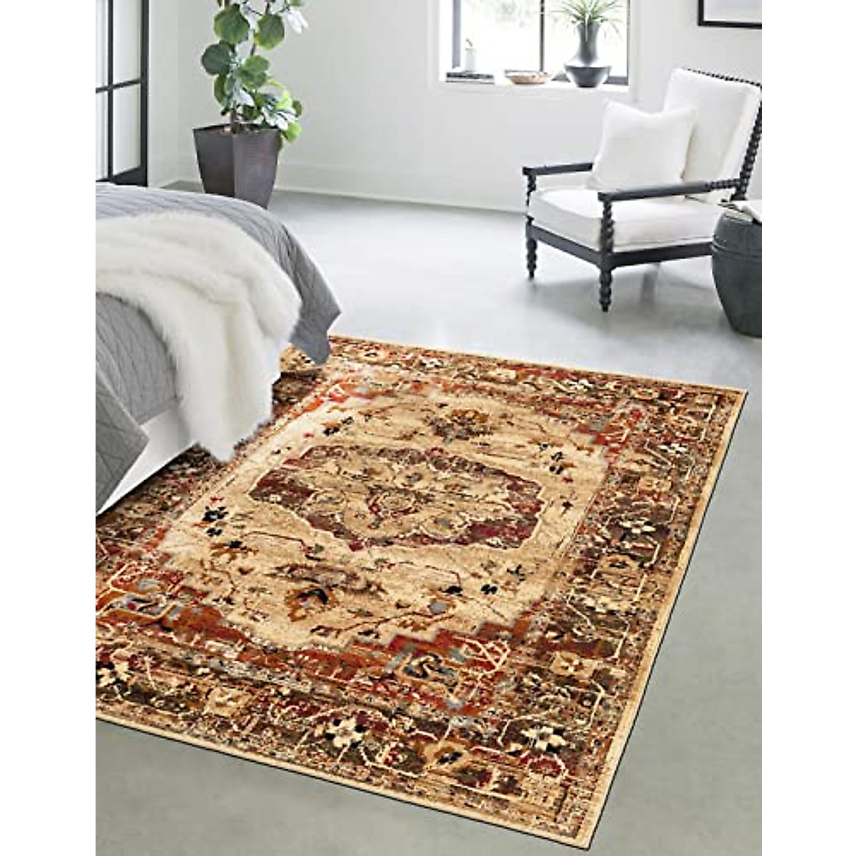 Unique Loom Saturn Collection Area Rug - Outlook (Rectangular 9' 0" x 12' 0", Cream/ Black)