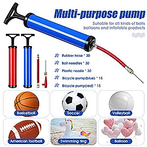 Xinnun 30 Sets Ball Pump Bulk Portable Hand Air Pump Sports Ball Tool with Needle, Nozzle, Extension Hose Inflator Kit for Soccer Football Basketball Rugby Volleyball Balloon Swim Inflatables