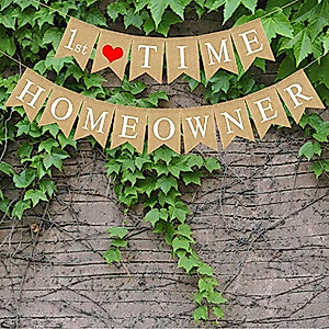 Rainlemon Jute Burlap 1st Time Homeowner Banner House Warming Party Mantel Fireplace Decoration