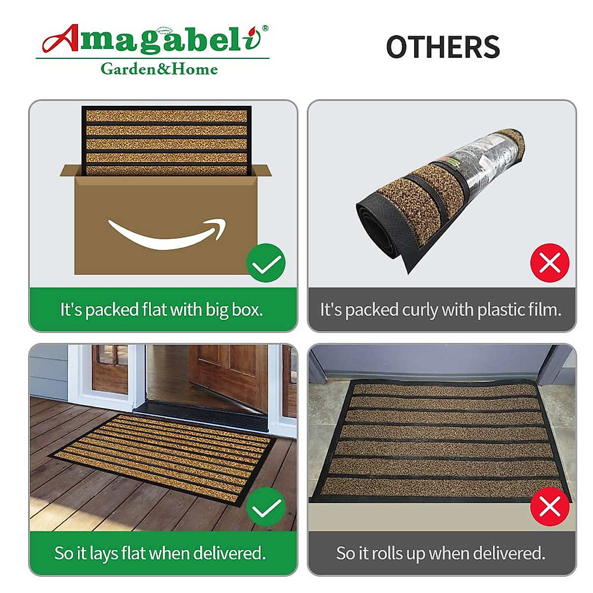 Amagabeli Outdoor Door Mats 36" x 24" Welcome Mats for Front Door Entrance Extra Outside Entryway Heavy Duty Doormat Rug Dirt Debris Mud Trapper Low Profile Washable Carpet BG040
