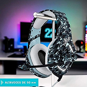 YEYIAN Force Stereo Gaming Headset Mic, Noise Cancelling Over Ear Microphone Headphones, Bass Surround, Soft Earmuffs, Compatible with PS4 Xbox One PS5 Nintendo Controller PC Laptop Games, Winter Camo