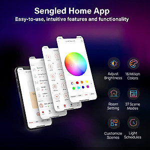 Sengled Smart LED Strip Lights, 16.4ft Wi-Fi LED Lights Work with Alexa and Google Home, 16 Million Colors, RGB, Music Sync, Adjustable Length, 25,000 Hours Life, Multi-Mode Support for Game, Movie