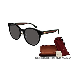 Gucci GG0416SK 002 55M Black/Multicolor/Grey Round Sunglasses For Women + BUNDLE with Designer iWear Eyewear Kit