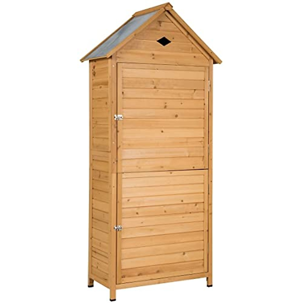 GRAFFY Garden Storage Shed, Outdoor Garden Tools Cabinet with 2 Lockable Doors, Wooden Storage Cabinet with Galvanized Sheet Roof for Garden, Yard, Patio