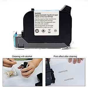 TOAUTO Original Portable Ink Cartridge Quick-Dry Replacement 42ml Ink Cartridge for Handheld Inkjet Printer Coding Machine（Black）