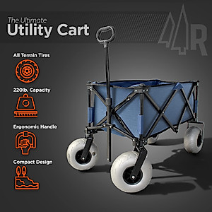 Rangland Beach Wagon with Big Wheels for Sand - All Terrain Steel Frame Utility Cart with 9" Pneumatic Tires, Collapsible Folding Design (Sand Warrior RX800)