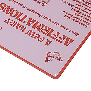 Room Decor Aesthetic Daily Affirmations Motivational Wall Art Metal Tin Sign, Pink Butterfly Wall Home Coffee Room Office Decor 8X12Inch