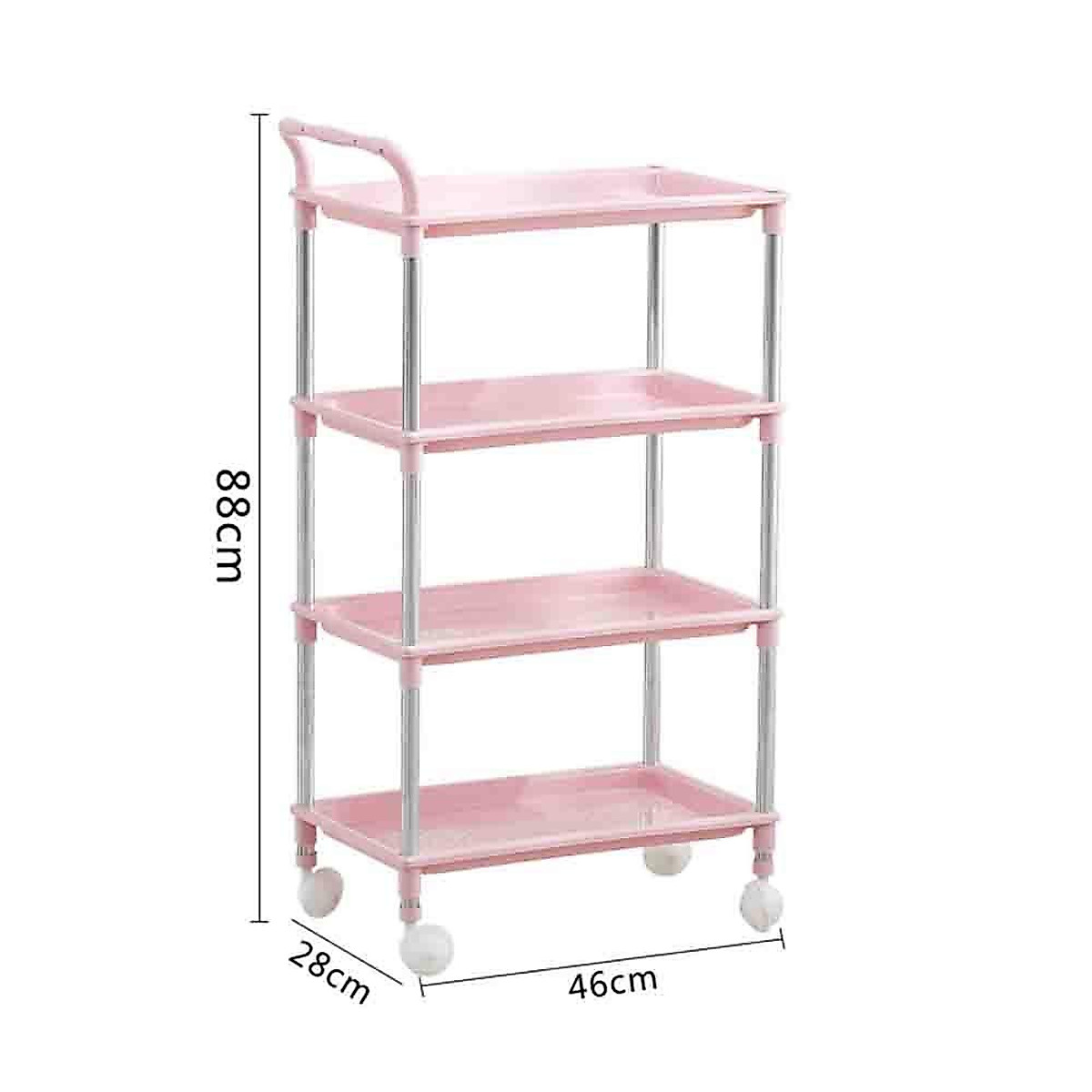 YGCBL Multifunction Portable Hand Trucks,Trolleyserving Trolley Cart Abs Plastic Universal Wheel 4 Tier Drain Moisture Lightweight Armrest Balcony, Load 18 Kg, 3 Colors,Beige