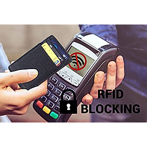 Walaufsti Slim Minimalist Wallet for Women Men, RFID Elastic Wallet for Front Pocket, Small Wallet with 1 Elastic Card Slot (Black)