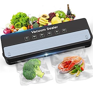 Vacuum Sealer Machine Food Vacuum Sealer for Food Storage Food Sealer Machine 6-in-1 for Dry/Moist Modes, Compact Design with 10 Vacuum Sealer Bags