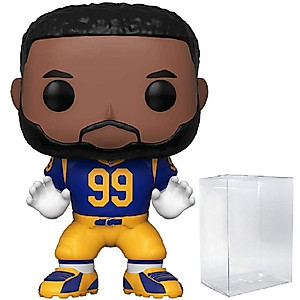 POP Football: Rams - Aaron Donald Funko Vinyl Figure (Bundled with Compatible Box Protector Case), Multicolor, 3.75 inches