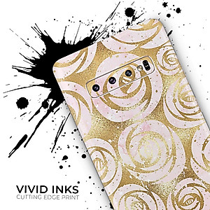 DesignSkinz Karamfila Watercolor & Gold V1 Protective Vinyl Decal Wrap Skin Cover Compatible with The Samsung Galaxy S20 (Screen Trim & Back Glass Skin)
