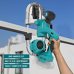 ONEMANA Cordless Bandsaw, 20V Brushless Portable Bandsaw, 2.5" Deep Cut Metal Band Saw, 6 Speeds Band Saw for Cutting Metal,woodworking, Pipe, Conduit (Tools Only)