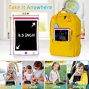 JefDiee LCD Writing Tablet Colourful Kids Drawing Writing Boards, Electronic Learning and Education Toys, Doodle Scribbler Boards Gifts for Kids and Toddlers at Home, School and Kindergarten (Pink)