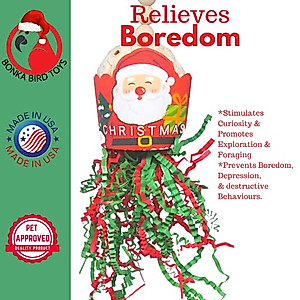 Bonka Bird Toys 2438 Santa Sola Christmas Cup Small Medium Festive Holiday Chew Treat Cockatiels Parakeets Conures and Other Similar Birds