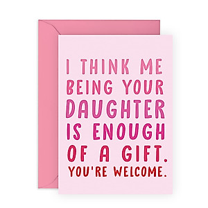CENTRAL 23 Mom Birthday Cards from Daughter - Funny Dad Birthday Cards - 'Me Being Your Daughter - Father’s Day Card - Dad Gifts from Daughter - Comes With Fun Sticker