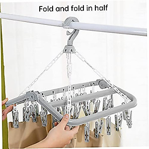 Gcroet Sock Dryer Folding Clothes Drying Rack Rotatable Plastic Underwear Hanger with 32 Windproof Clips Sock Dryer,Sock Hanger,Clothes Drying Hanger,Folding Sock Hanger,Clothes Drying Rack Clips