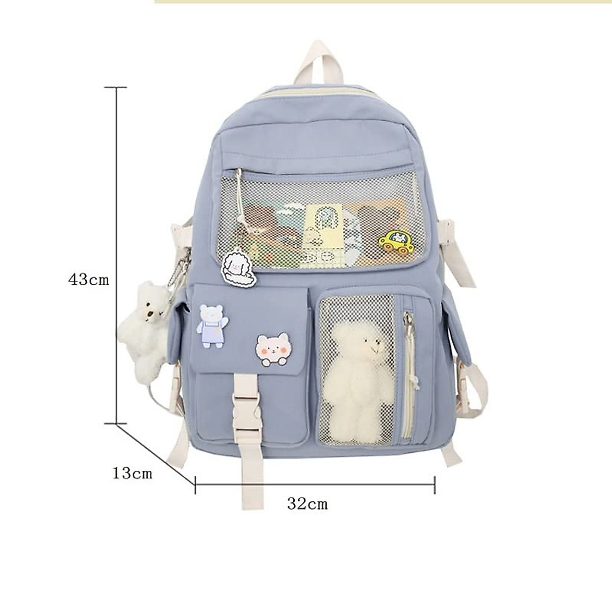 DINGZZ Buckle Badge Women Backpack Candy Color Fashion Cute Student Bag College Backpack (Color : D, Size : 32 * 43 * 13CM)