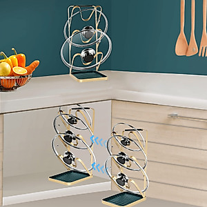 ZXMOTO Pot Lid Holder Spoon Rest Holder Utensil Rests for Kitchen Cabinet Spatula Rack Countertop Lid Organizer with Drip Pad 3-Tiers