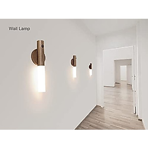 Seeloon Motion Sensor Night Lights Magnet Body Sensor Hallway Night Lights Rechargeable Led Light Portable Stairway Night Lights Wooden Wall Sconce Battery Operated Wall Sconces (Ash Wood)