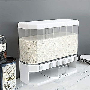 debieborahtoys Rice Dispenser Wall-Mounted Dry Food Dispenser Rice Bucket Grain Storage Container Cereal Dispenser for Home Kitchen 12KG