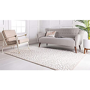 Unique Loom Rushmore Collection Area Rug - Johnson (9'x 12' 2" Rectangle, Snow White/ Beige)